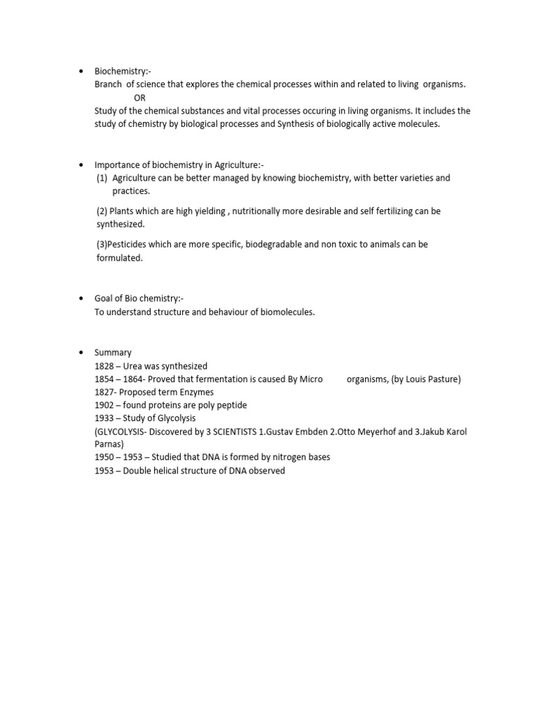 Biochemistry Lec 1 | PDF