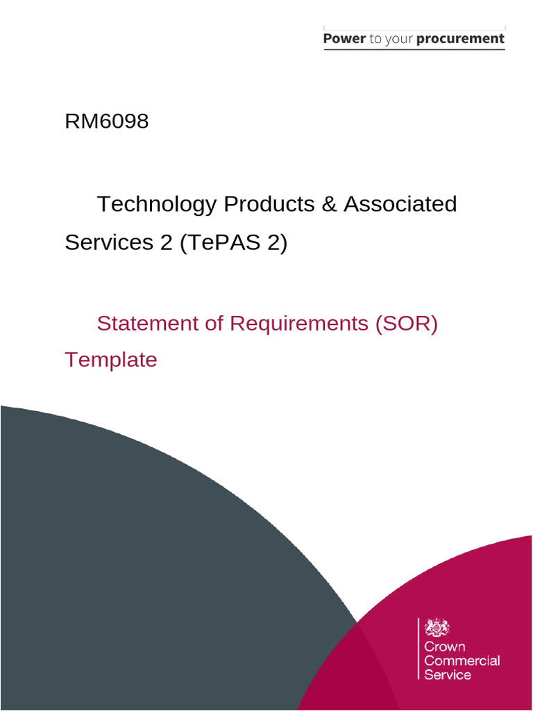 RM6098 Statement of Requirements Template v1 | PDF | Specification ...