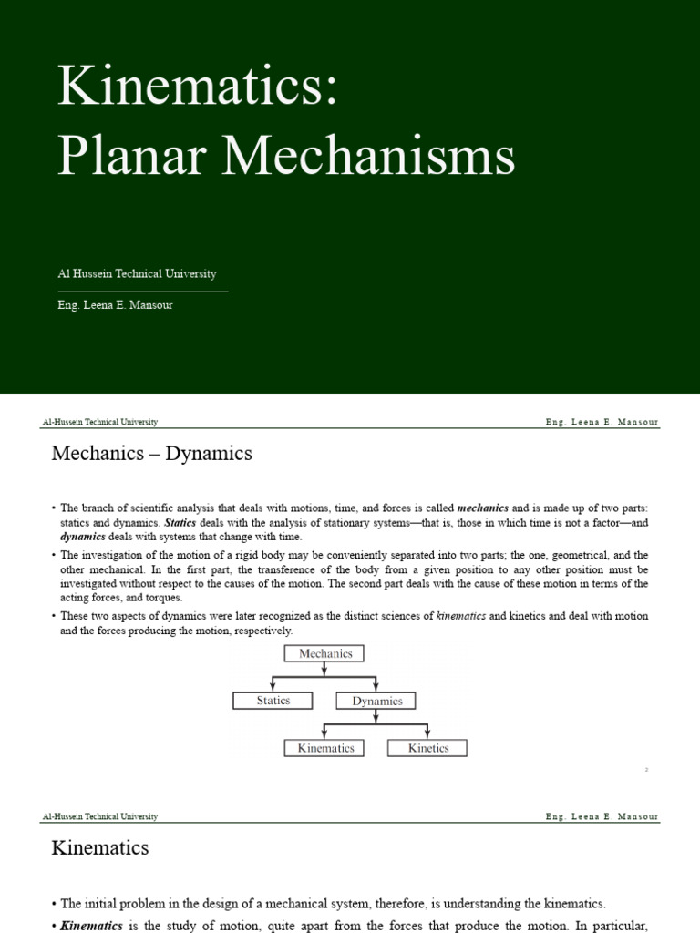 Kinematics of Planar Mechanisms | PDF | Rotation Around A Fixed Axis ...