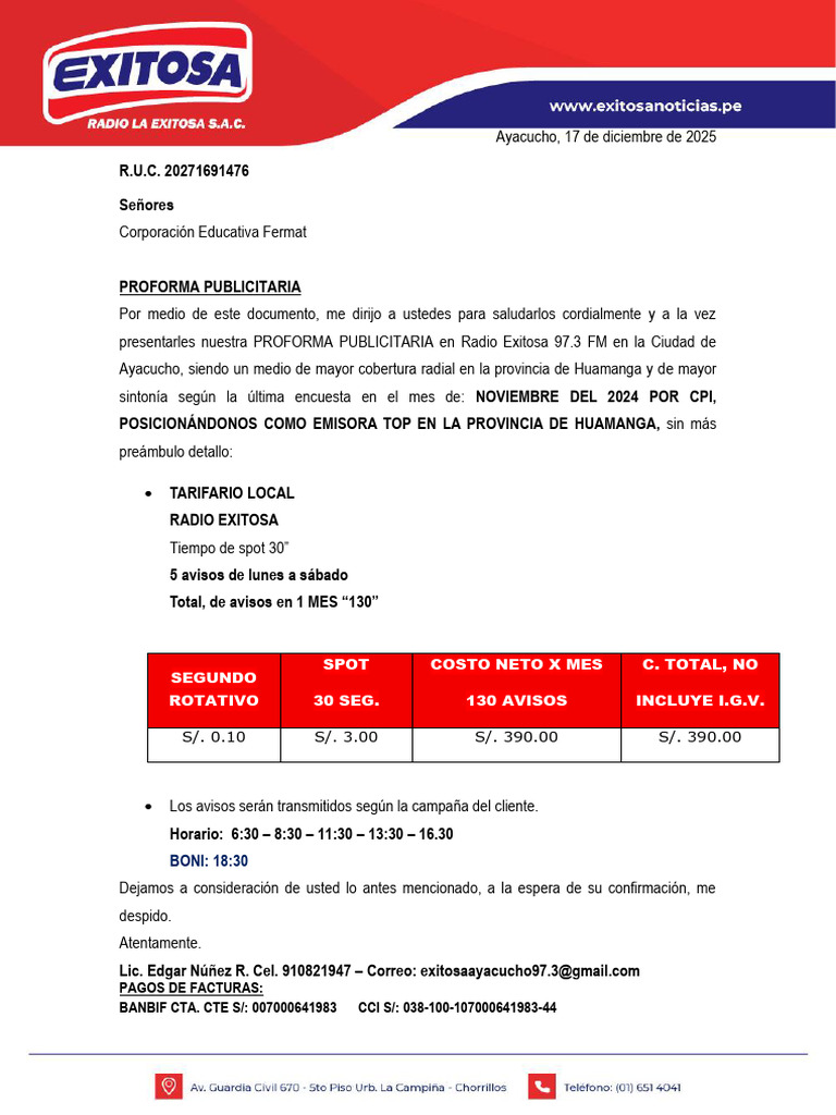 Corporación Educativa Fermat - Exitosa Aya | PDF