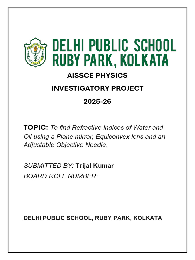 Phy Project 25 Board | PDF | Refractive Index | Applied And ...