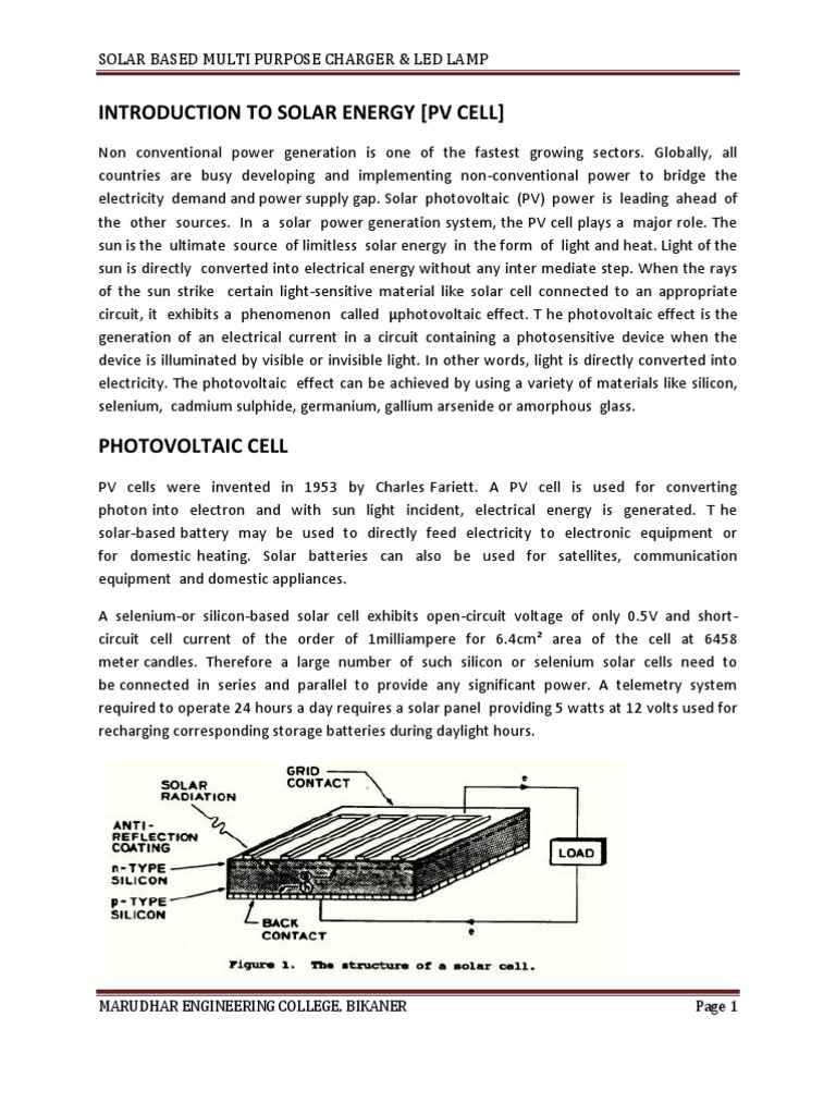 Solar Miltipurpose Charger and Led Lamp Final Yera Project Report | PDF ...