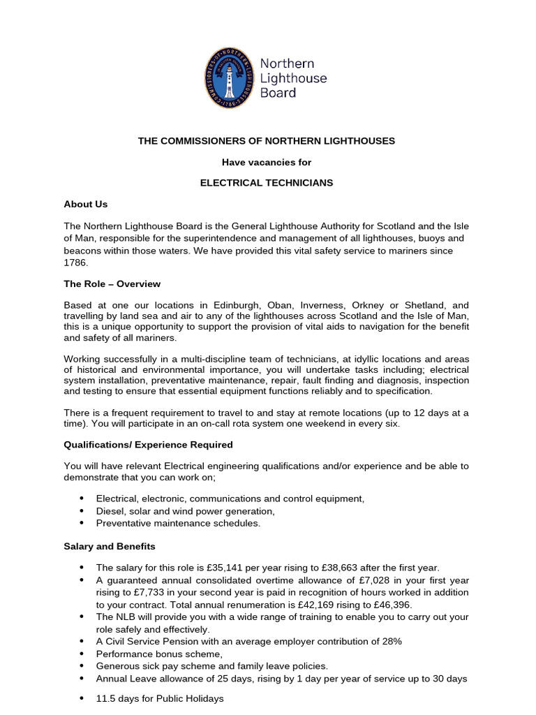 Application Pack Electrical Techs Jan 2026 1 | PDF | Employment ...