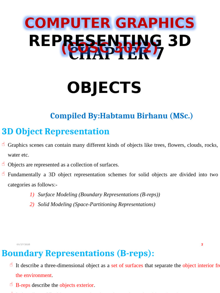 Lecture_7 Representing 3D Objects | PDF | Polygon | Vertex (Geometry)