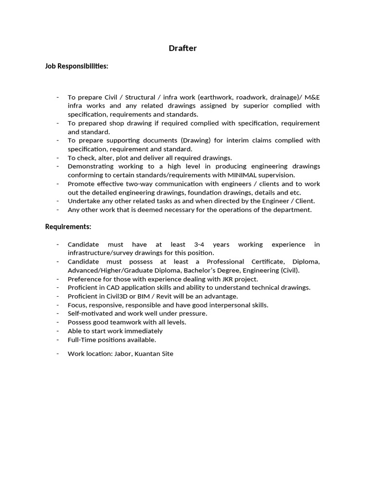 Drafter - Job Ads | PDF