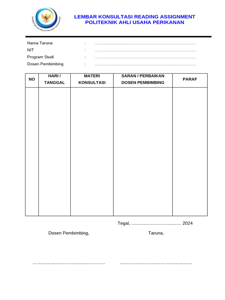 Lembar Konsultasi Reading | PDF