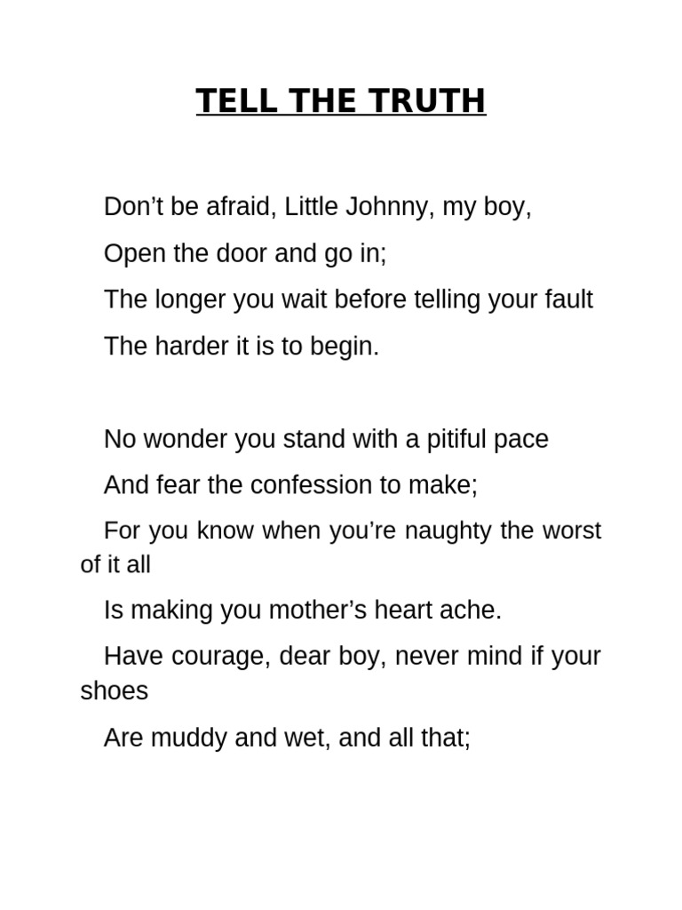 Tell The Truth Reading | PDF