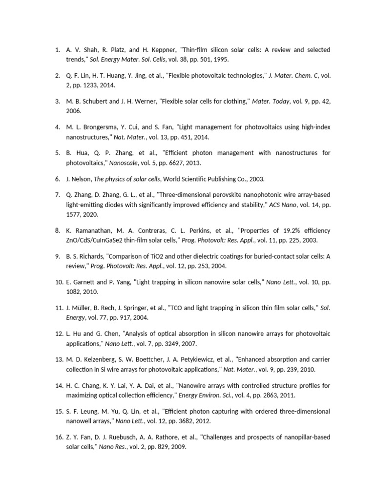 Formatted References of The Review Papers N | PDF | Solar Cell ...
