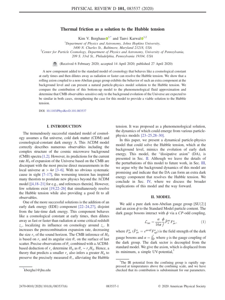 Thermal Friction As A Solution To The Hubble Tension | PDF | Dark ...