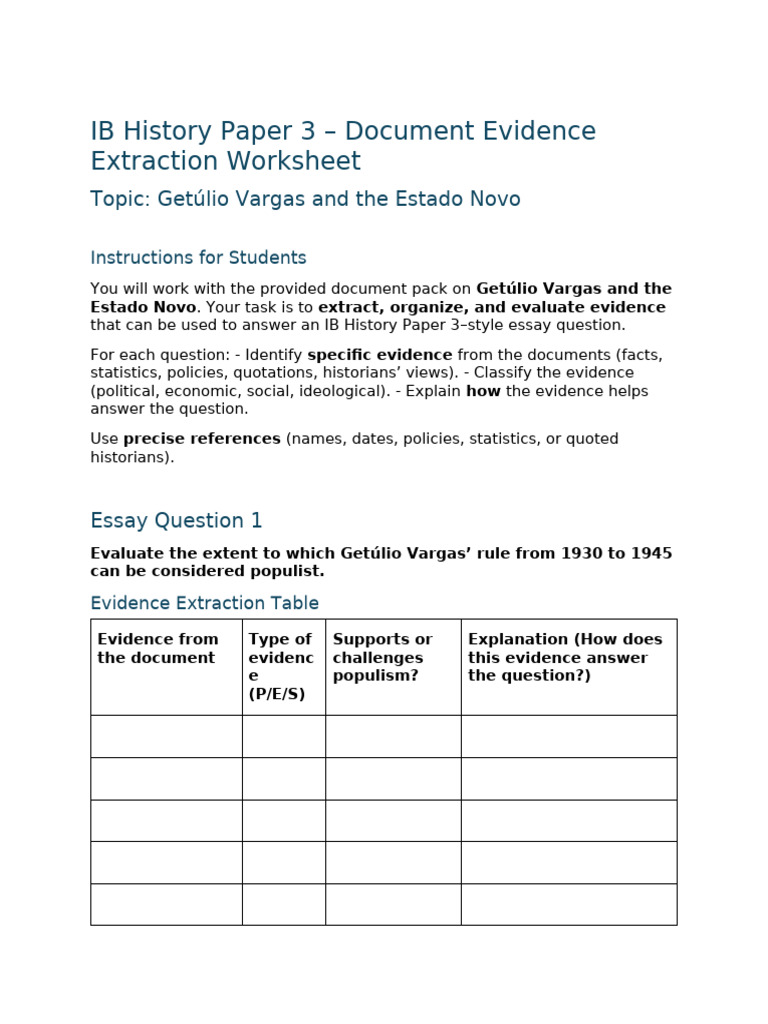 Class Activity – Document Evidence Extraction Worksheet (vargas ...