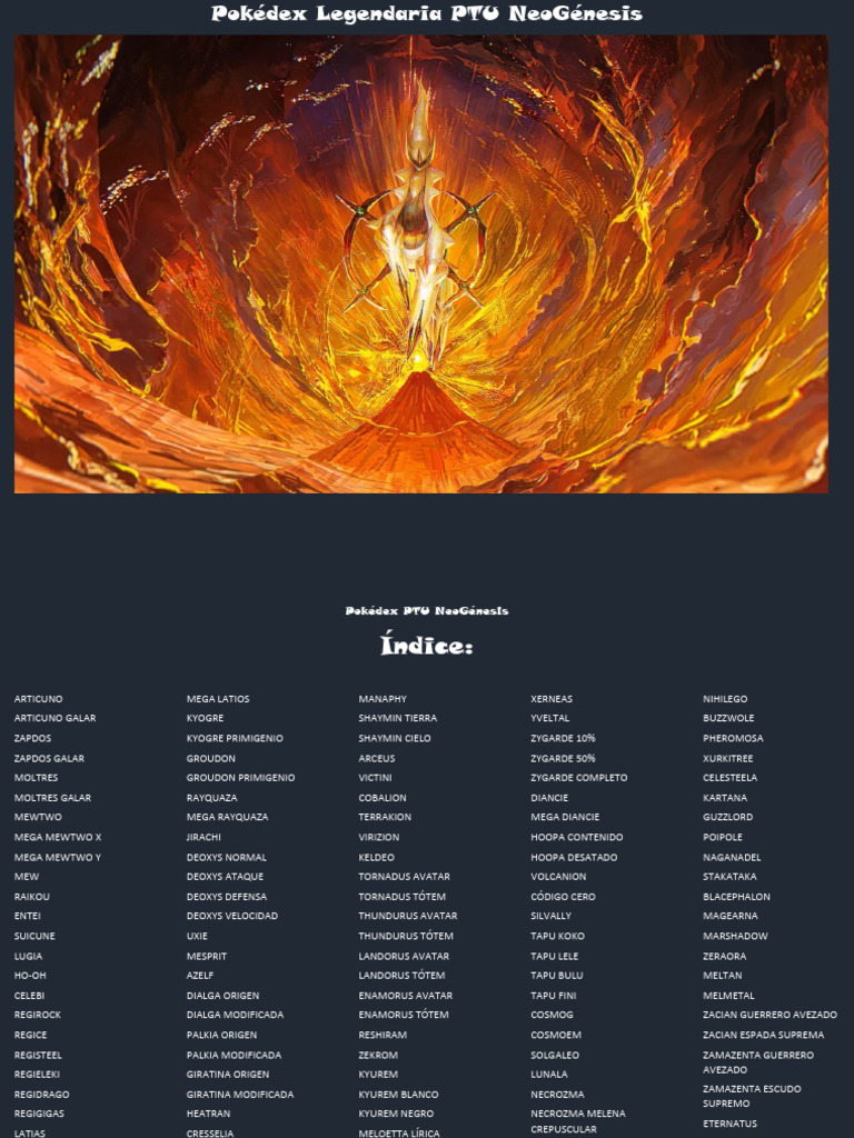Pokédex Legendaria PTU NeoGénesis 1.5 | PDF | Pokémon | Relámpago