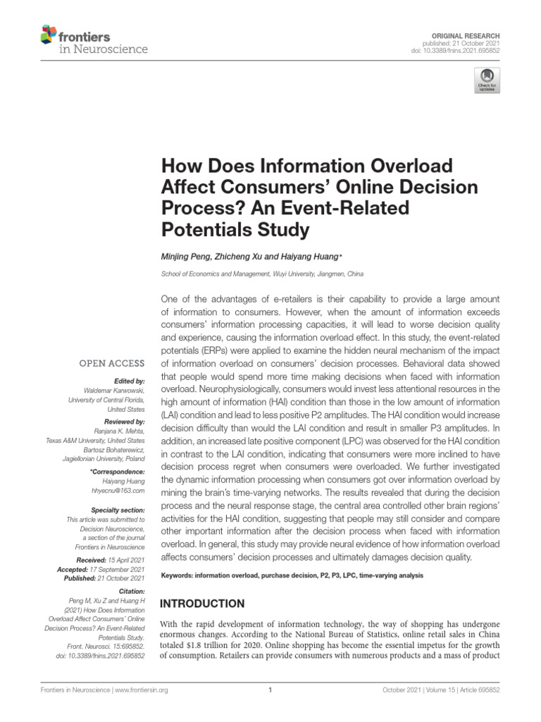 How Does Info Overload Affect Consumers | PDF | Event Related Potential ...