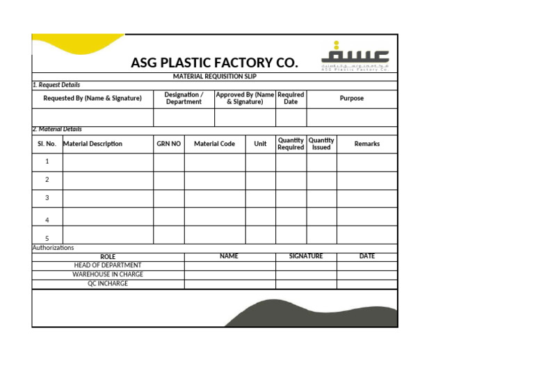 Material Requisition Slip | PDF