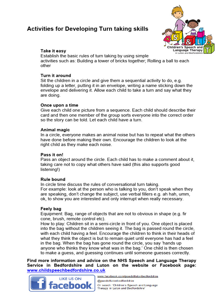 Activities For Developing Turn Taking Skills | PDF