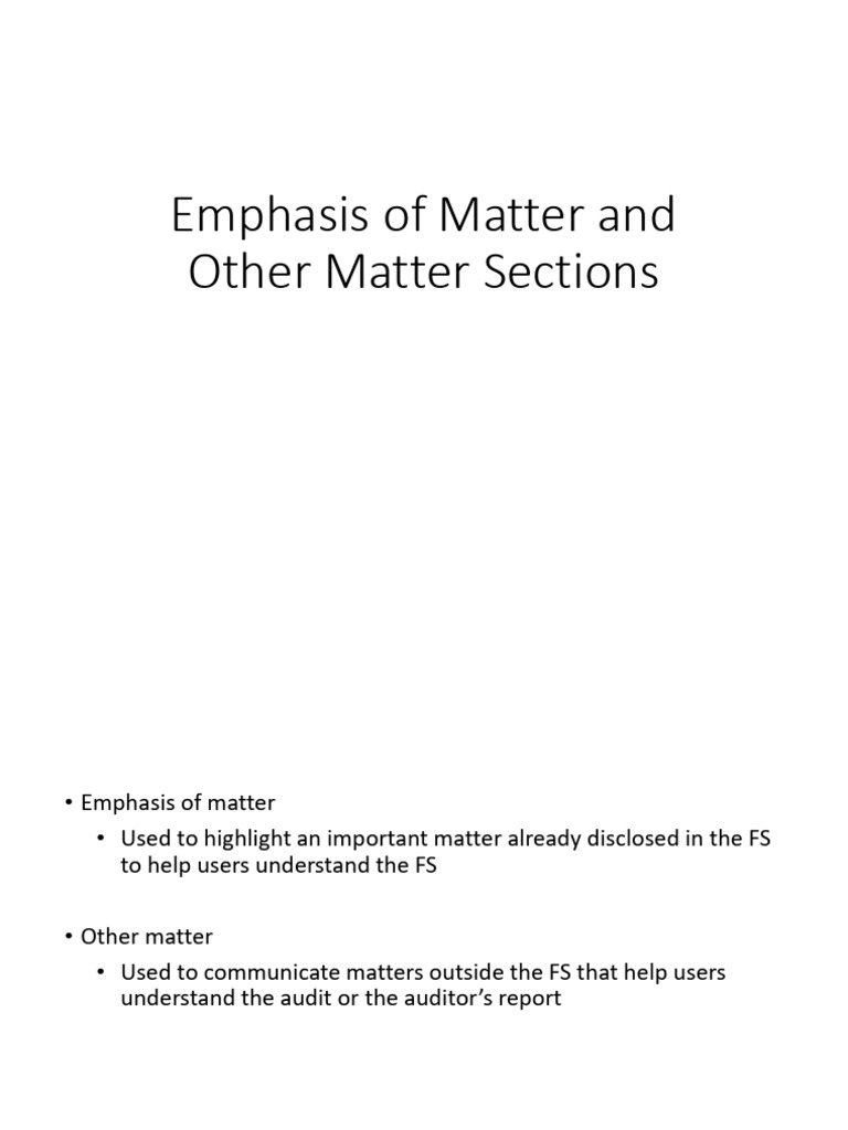 03 Emphasis Other Matter Modified Opinion | PDF | Going Concern | Audit
