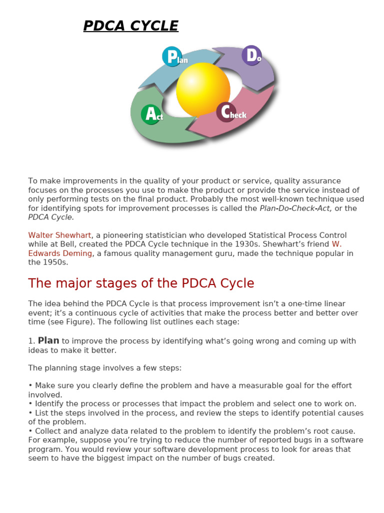 Pdca Cycle | PDF | Business