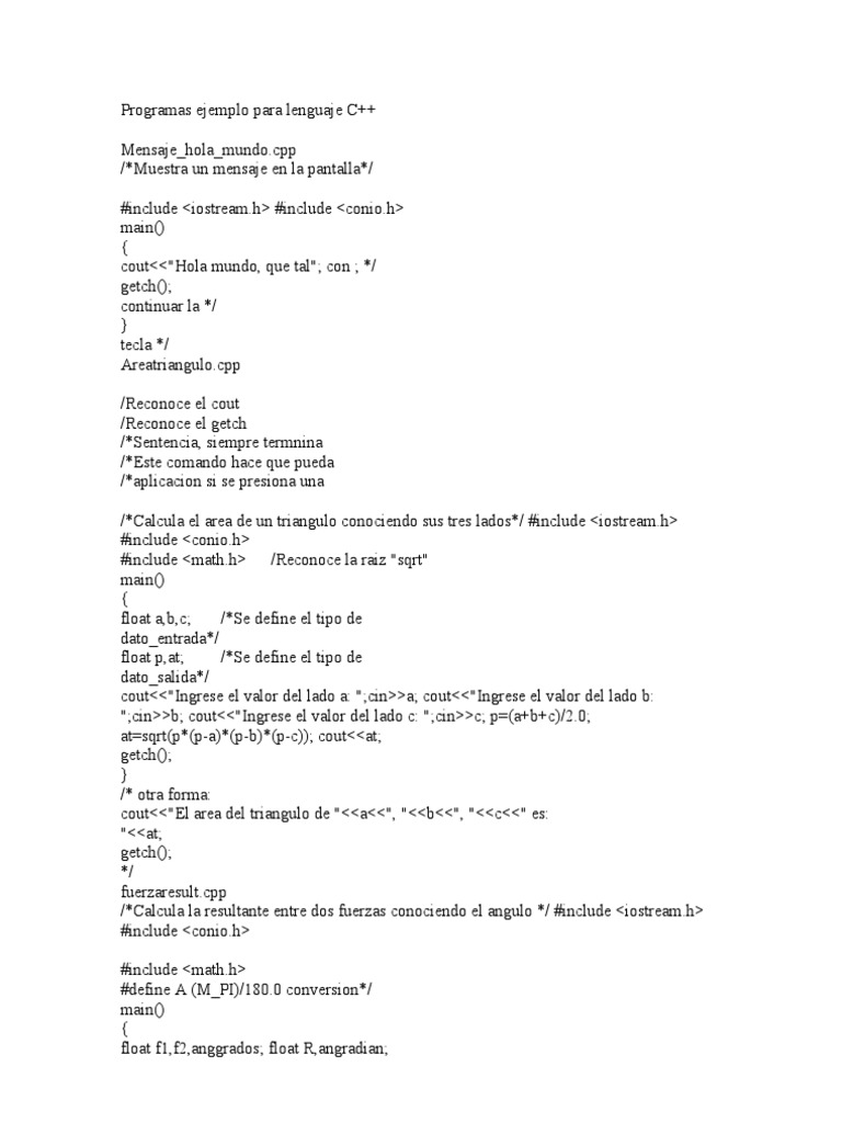 Programas Ejemplo para Lenguaje C | PDF | Programación de computadoras ...