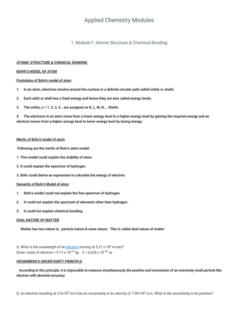 Applied Chemistry Module 1 | PDF | Chemical Bond | Atomic Orbital