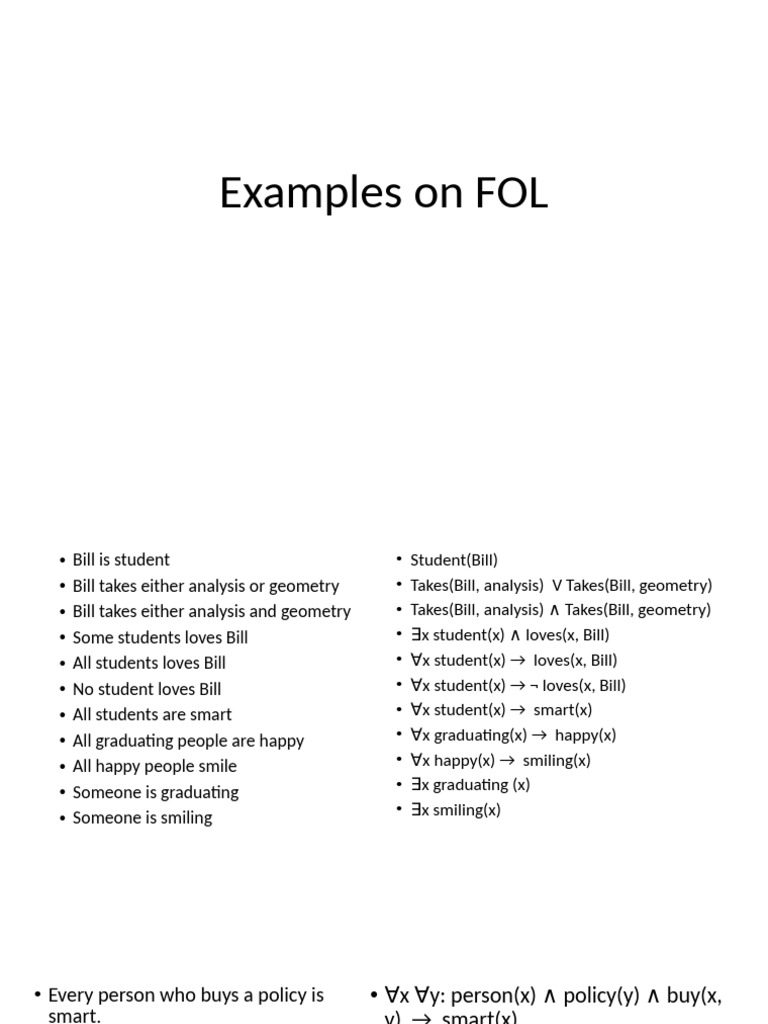 Examples FOL | PDF