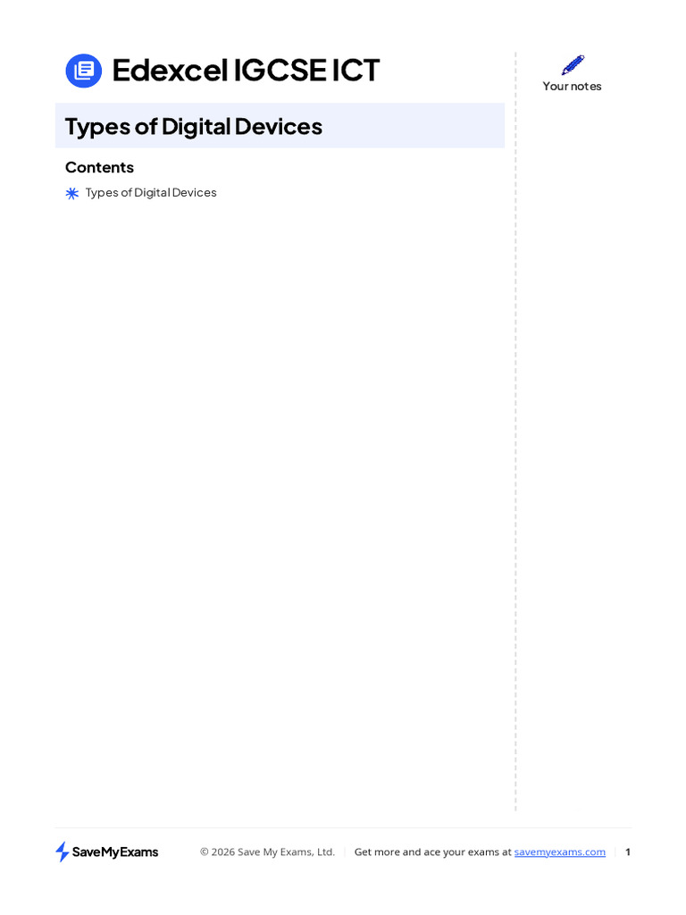 IGCSE ICT Types of Digital Devices | PDF | Smartphone | Desktop Computer