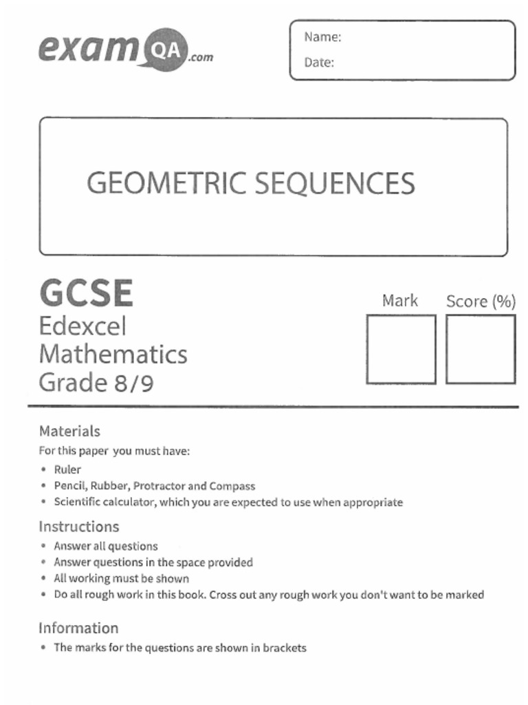 GCSE Geometric Sequences Solutions | PDF | Mathematics | Mathematical ...