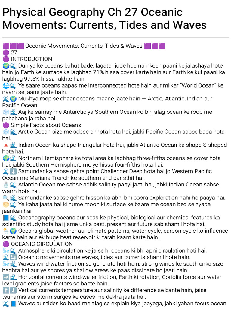 Oceanic Movements Currents Tides and Waves | PDF | Oceans | Wound