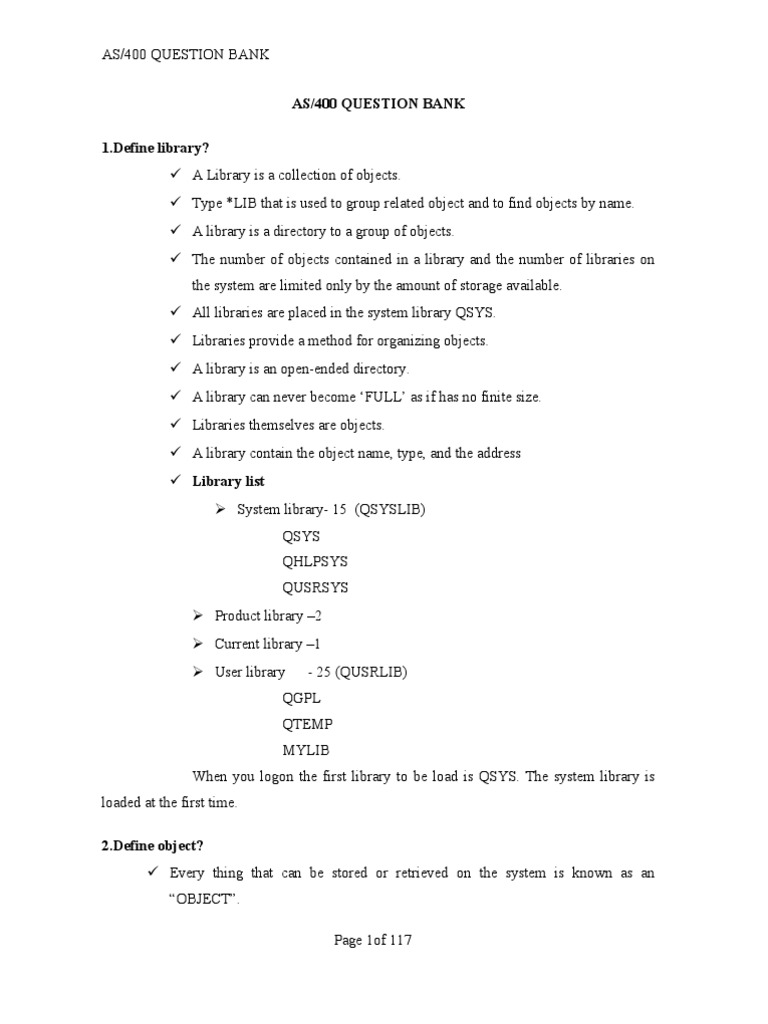 AS400 Question Bank | PDF | Information Retrieval | Information Technology