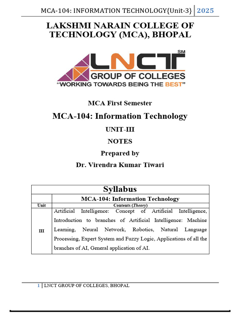 Information Technology Notes | PDF | Machine Learning | Artificial ...