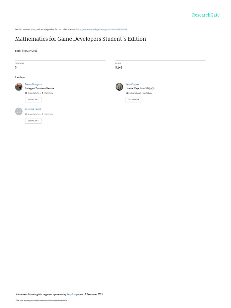 Mathematics for Game Developers Student Edition | PDF | Euclidean ...