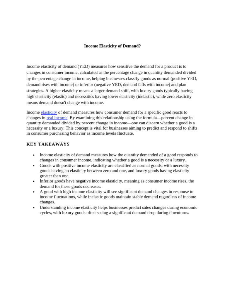 Income Elasticity of Demand | PDF | Elasticity (Economics) | Demand