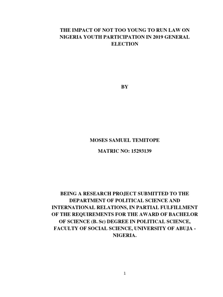 The Impact of Not Too Young to Run Law o | PDF | Democracy | Political ...