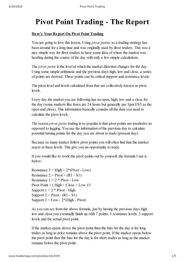 Pivot Point Trading | PDF | Financial Economics | Economics