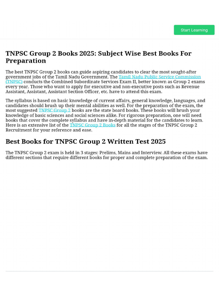 TNPSC Group 2 Books 2025 - Subject Wise Best Books For Preparation | PDF