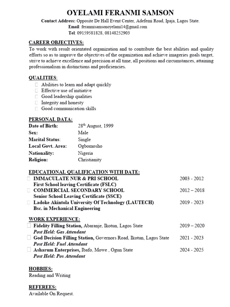 Feranmi C.V. | PDF