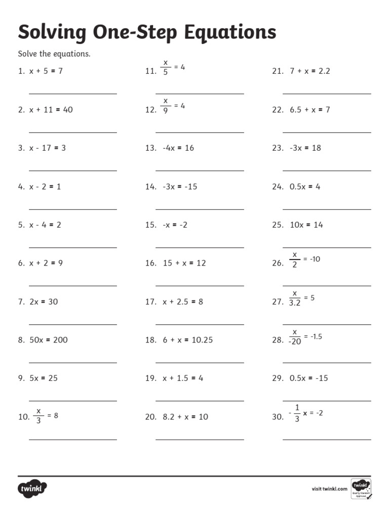 Solving One-Step Equations | PDF