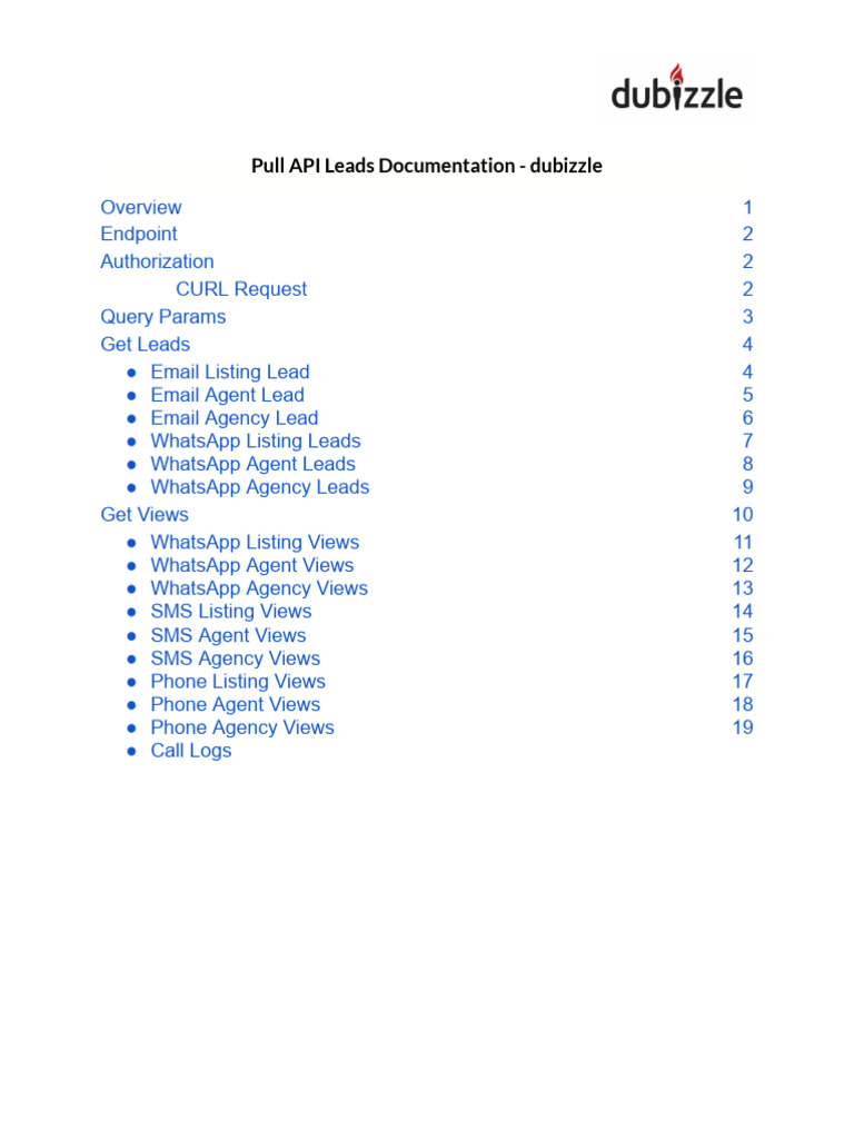 Pull API Documentation Dubizzle | PDF | Hypertext | Information Science