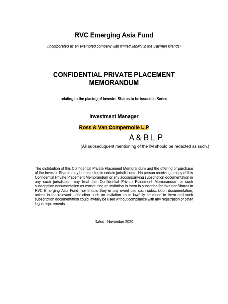 Fund - PPM | PDF | Financial Risk | Investing