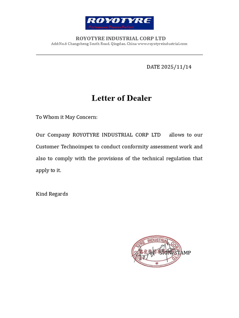 Letter of Dealer | PDF