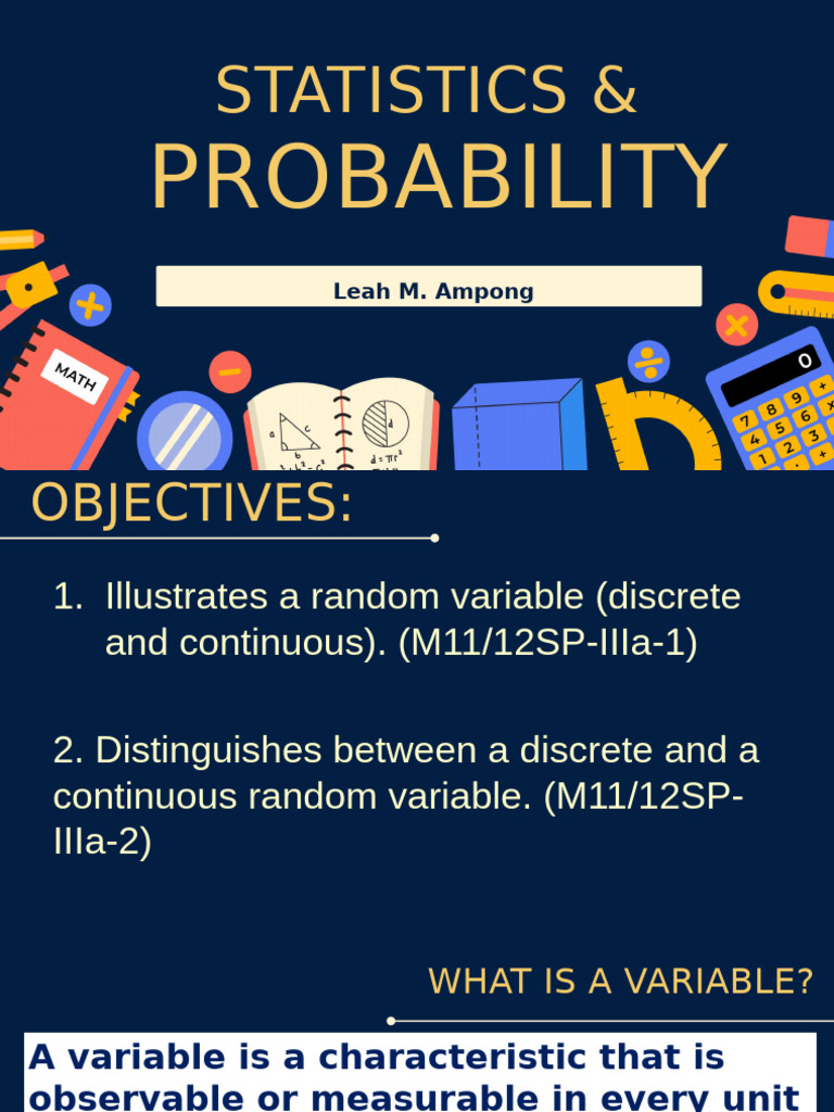 Grade 11 quarter 3 1.1 RANDOM VARIABLES . | PDF | Probability Distribution | Random Variable