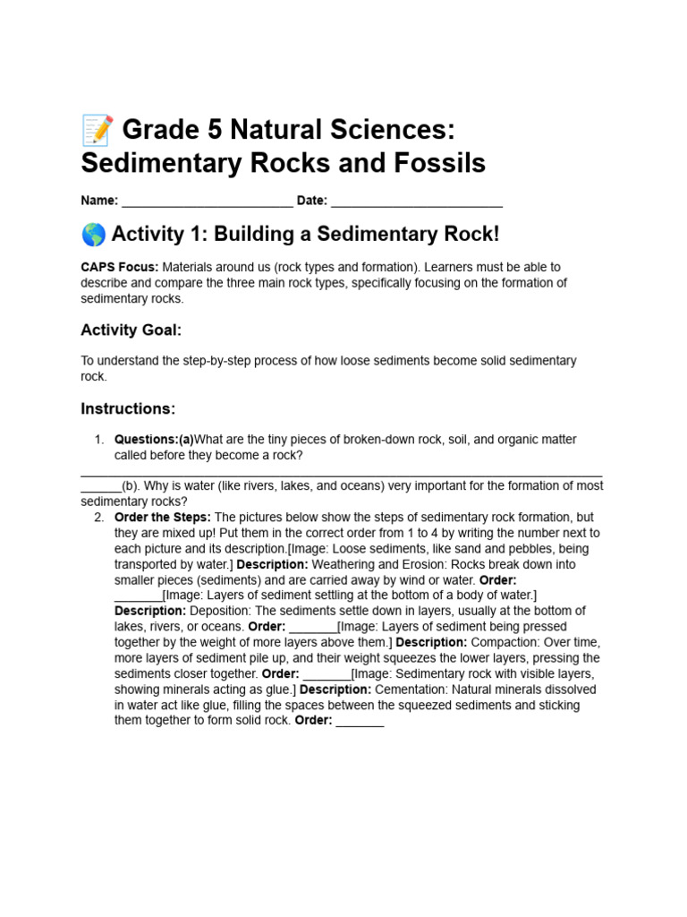 Grade 5 Term 4 Worksheets | PDF | Sedimentary Rock | Sandstone