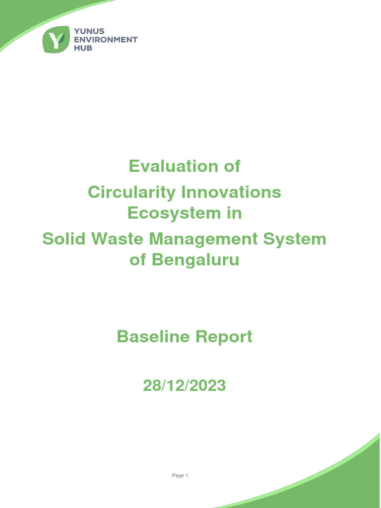 Bengaluru Circular Economy Baseline Study Climate KIC | PDF | Recycling ...