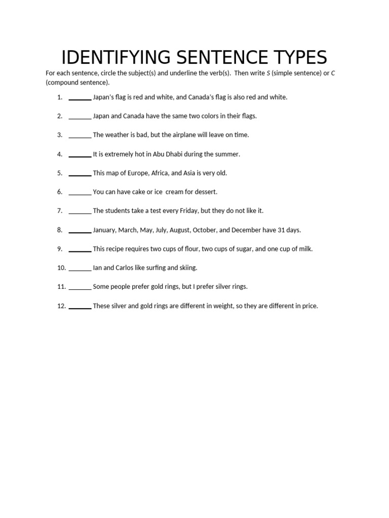 Identifying Sentence Types | PDF