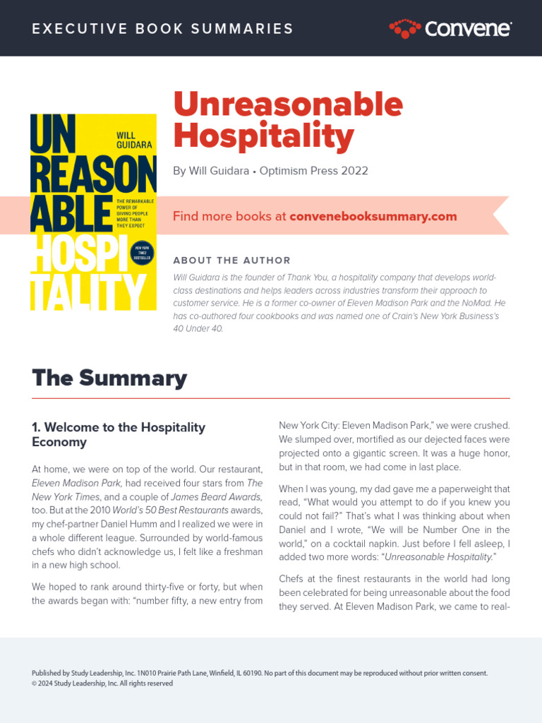 Unreasonable Hospitality Summary | PDF | Restaurants