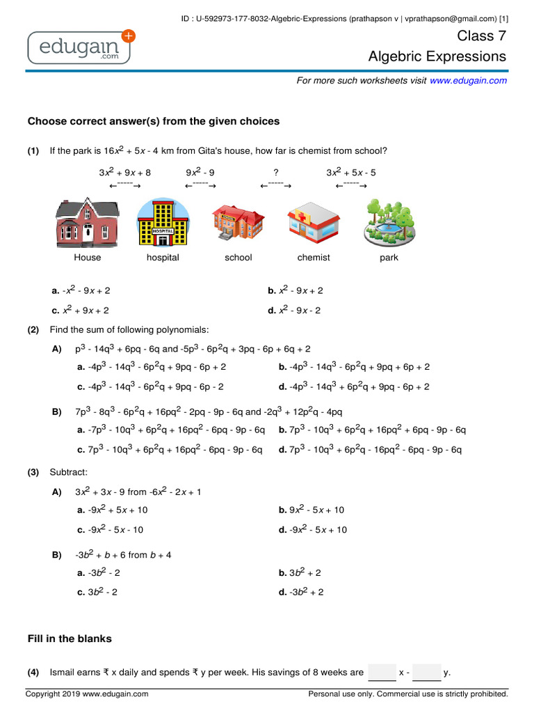 Algebra Basis 2019-30-10 Questions Answers | PDF | Elementary ...