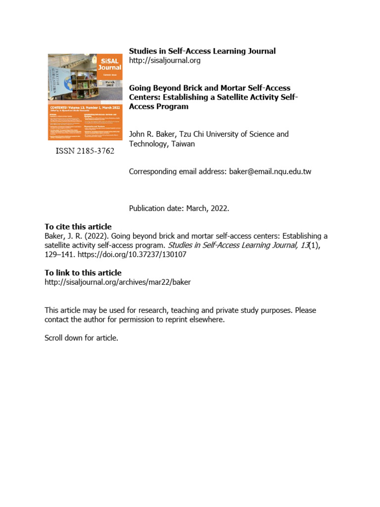 Designing Self Access Centers | PDF | Lean Manufacturing | Learning