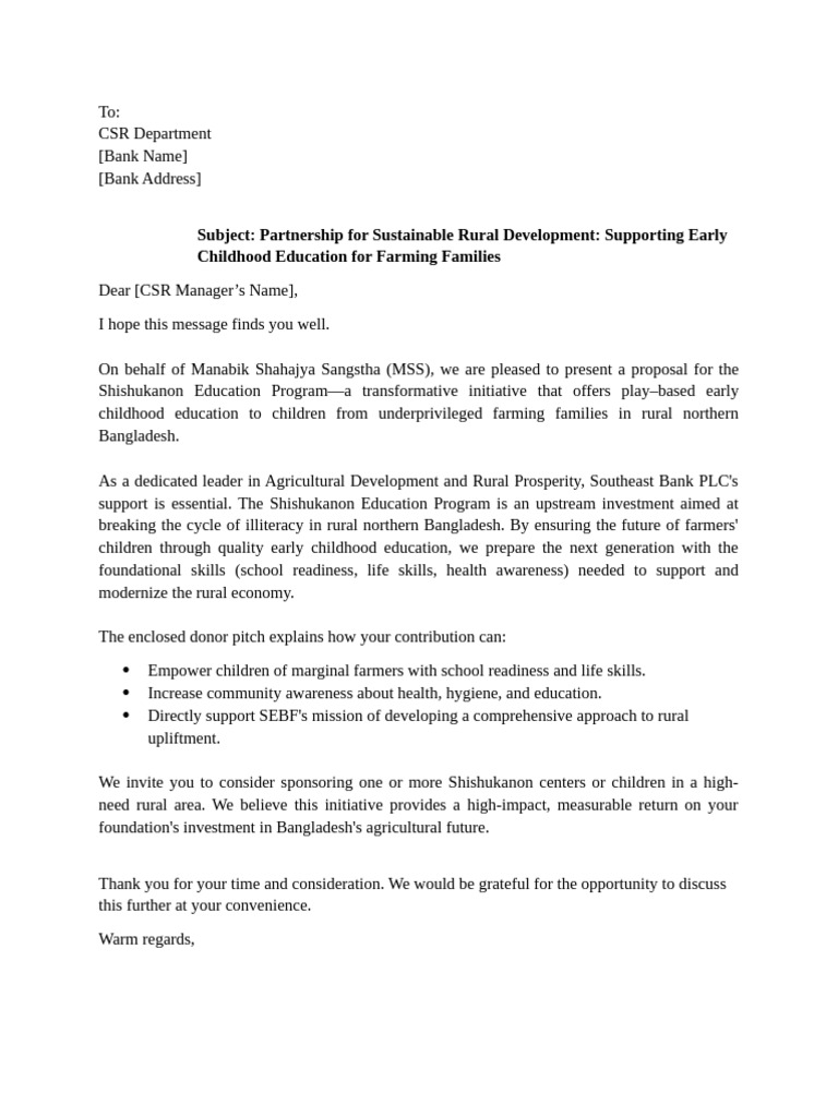 CSR Application Letter | PDF