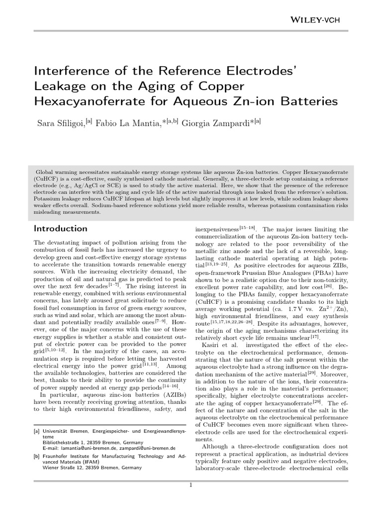 Interference of the reference electrode on aqueous zinc ion batteries ...