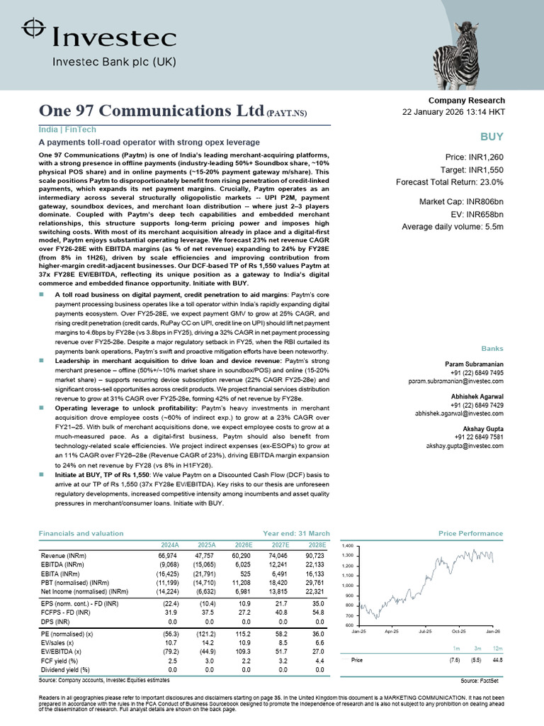 Paytm - Initiating Coverage - Investec PT 1550 | PDF | Credit Card ...