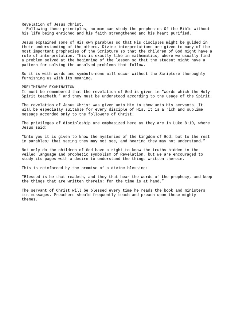 Revelation of Jesus Christ. | PDF