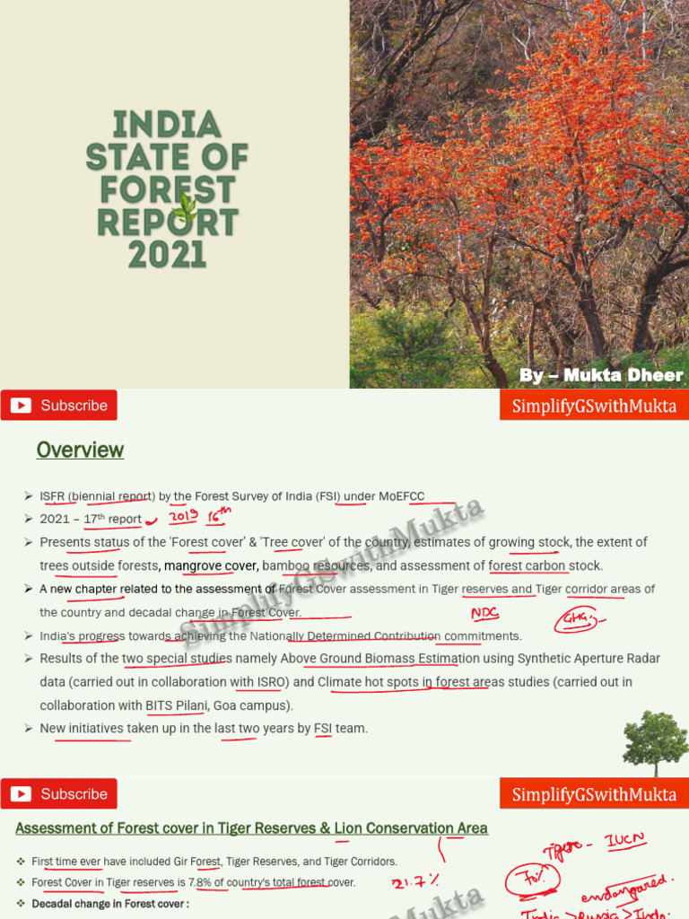 Indian State Forest Report (ISFR) 2021 With Scribble | PDF | Forests ...